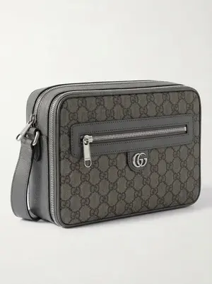 Gucci All-over Patterned Zip-up Shoulder Bag - Gray