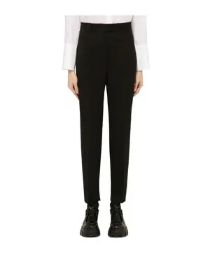 Prada Pleated Tapered-leg Trousers - Black