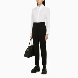 Prada Pleated Tapered-leg Trousers - Black