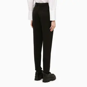 Prada Pleated Tapered-leg Trousers - Black