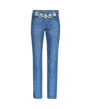 AREA Jumbo Embellished Straight-leg Jeans
