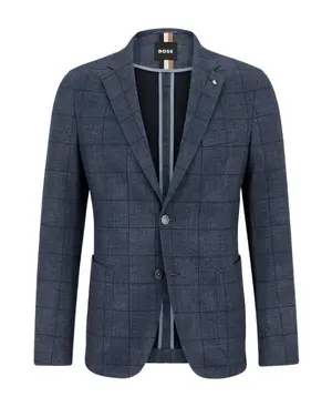 Hugo Boss Checked Single-breasted Blazer - Blue