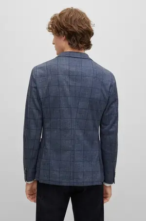 Hugo Boss Checked Single-breasted Blazer - Blue