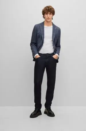 Hugo Boss Checked Single-breasted Blazer - Blue