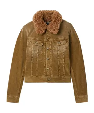 R13 Trucker Corduroy Jacket With Fleece Trim - Brown