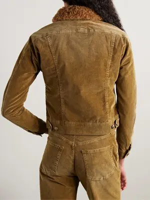 R13 Trucker Corduroy Jacket With Fleece Trim