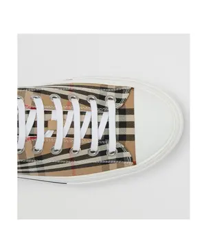 Burberry Checked Lace-up Sneakers - Brown