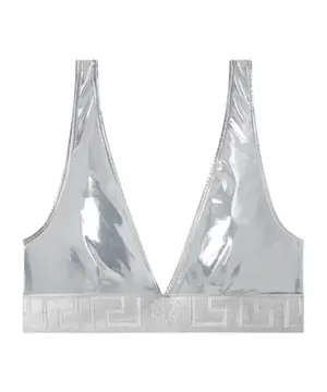 Versace Metallic Triangle Bikini Top - Silver
