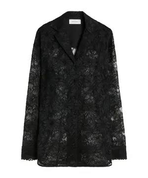 Sportmax Oversized Floral Lace Shirt - Black