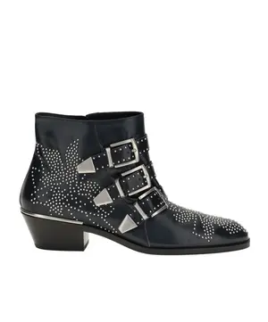 Chloé Susan Studded Buckle Boots - Deep Navy