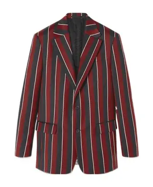 Versace Regimental Stripes-print Single-breasted Blazer - Black