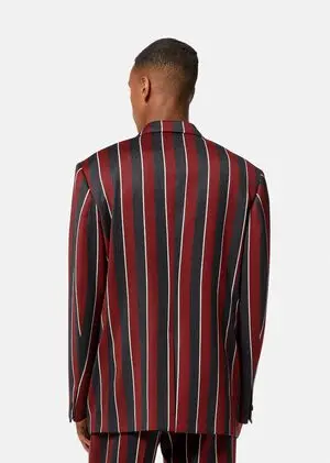 Versace Regimental Stripes-print Single-breasted Blazer - Black