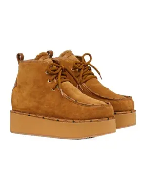 Mcm Suede Platform Lace-up Ankle Boots