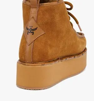 Mcm Suede Platform Lace-up Ankle Boots