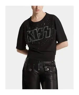 Dsquared2 X Kiss "kiss" Cropped T-shirt