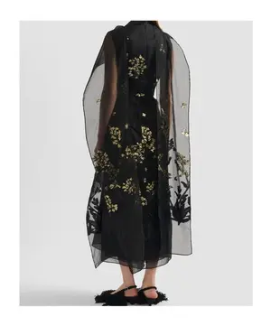 Erdem Organza Openwork Pleated Midi Dress