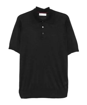 Brunello Cucinelli Short-sleeved Fine-knit Polo Shirt - Black