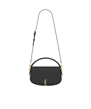 Saint Laurent Voltaire Logo Plaque Shoulder Bag - Black