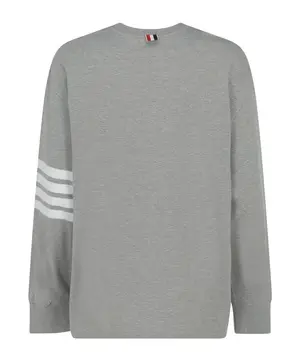 Thom Browne Engineered 4-bar Long Sleeve T-shirt - Light Gray