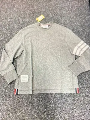 Thom Browne Engineered 4-bar Long Sleeve T-shirt - Light Gray