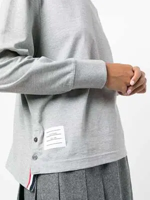 Thom Browne Engineered 4-bar Long Sleeve T-shirt - Light Gray