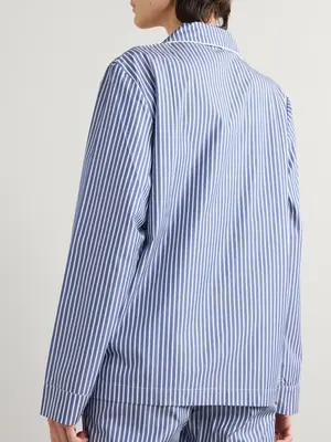 SPORTY  RICH Sporty & Rich Embroidered Striped Cotton Poplin Shirt