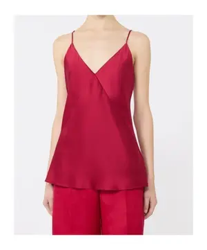 Max Mara Silk Satin Sleeveless V-neck Tank Top