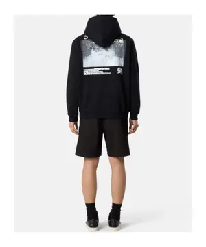 Stone Island Oversized Hooded Sweatshirt With Grid Print Two Motif