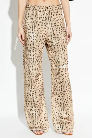 Amiri Logo Patch Wide Leg Jeans - Nude