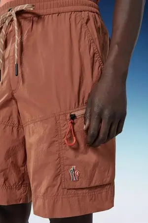 Moncler Ripstop Cargo Shorts With Zipper Pockets And Drawstring Waist