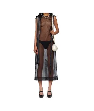 Simone Rocha Sheer Bow Ribbon Tail Dress