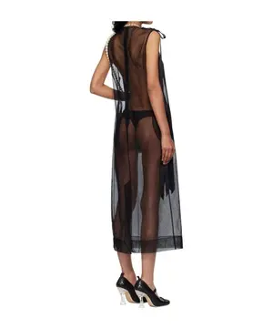 Simone Rocha Sheer Bow Ribbon Tail Dress
