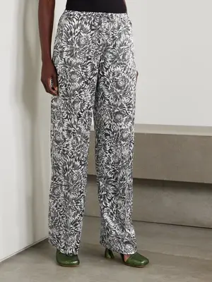 Dries Van Noten Floral Print Wide Leg Pants