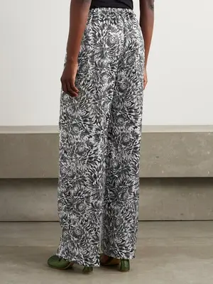 Dries Van Noten Floral Print Wide Leg Pants