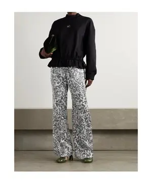 Dries Van Noten Floral Print Wide Leg Pants
