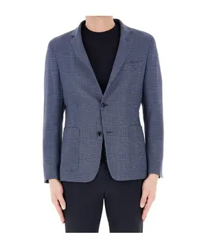 Hugo Boss Prince-of-wales-check Blazer - Blue