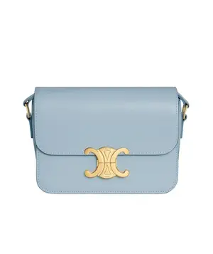 Celine Teen Triomphe Bag In Shiny Calfskin - Gray
