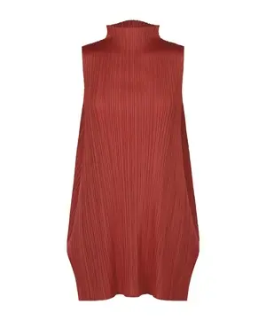 PLEATS PLEASE BY ISSEY MIYAKE Sleeveless Mock Neck Tunic Top