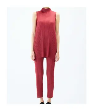 PLEATS PLEASE BY ISSEY MIYAKE Sleeveless Mock Neck Tunic Top