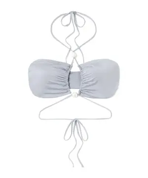 Magda Butrym Embellished Cutout Bikini Top - Grey