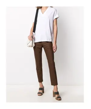 Brunello Cucinelli Embellished V-neck T-shirt - White