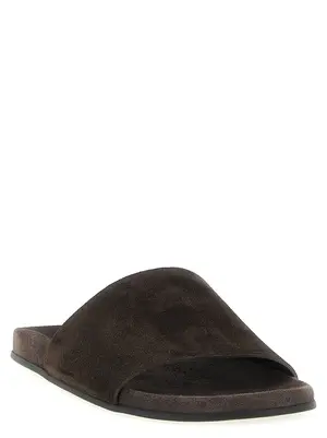 THE ROW Hugh Suede Slip-on Slides