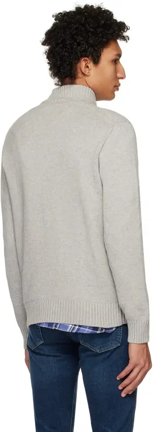 Polo Ralph Lauren Quarter Zip Cotton Jumper With Embroidered Pony Logo - Gray