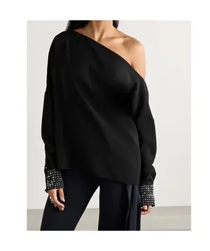 16Arlington Volante Off-the-shoulder Blouse With Crystal Embellishments