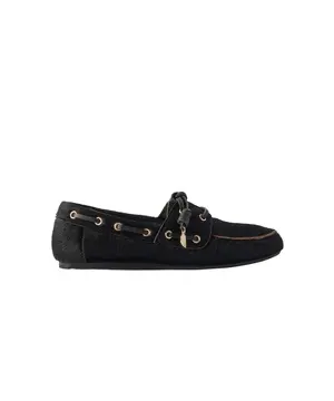 ANCIENT GREEK SANDALS Pliaria Pony Hair Boat Shoes - Black
