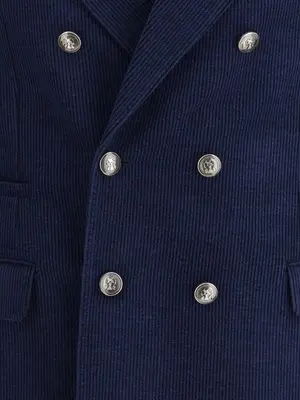 Brunello Cucinelli Double Breasted Notched Lapel Jacket - Blue