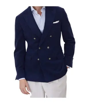 Brunello Cucinelli Double Breasted Notched Lapel Jacket - Blue