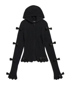 Balenciaga Fitted Bow Zip Hooded Sweater