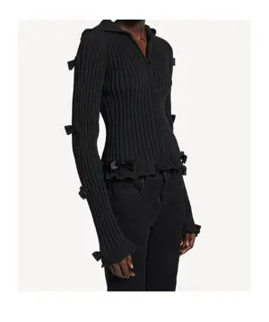 Balenciaga Fitted Bow Zip Hooded Sweater