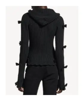 Balenciaga Fitted Bow Zip Hooded Sweater